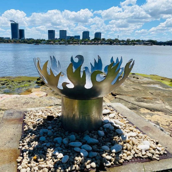 Fire Pits: Flame Dancer Stainless Steel Fire Pit: Outdoorium