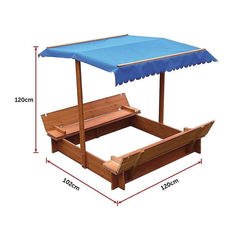 Kids Wooden Toy Sandpit with Canopy - Outdoorium