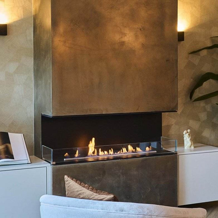 Three-Sided Net Zero Fireplace by Decoflame Montreal – Outdoorium