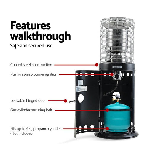 Devanti Gas Patio Outdoor Heater LPG Portable - Outdoorium