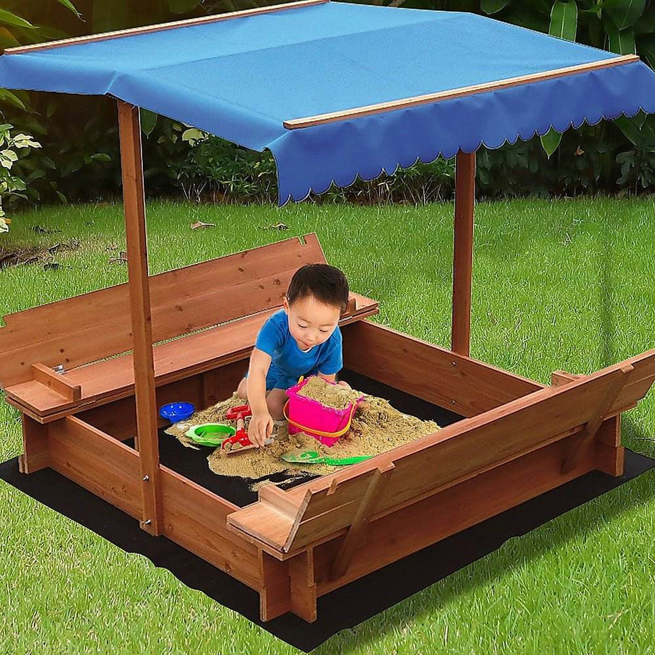 Kids Wooden Toy Sandpit with Canopy - Outdoorium