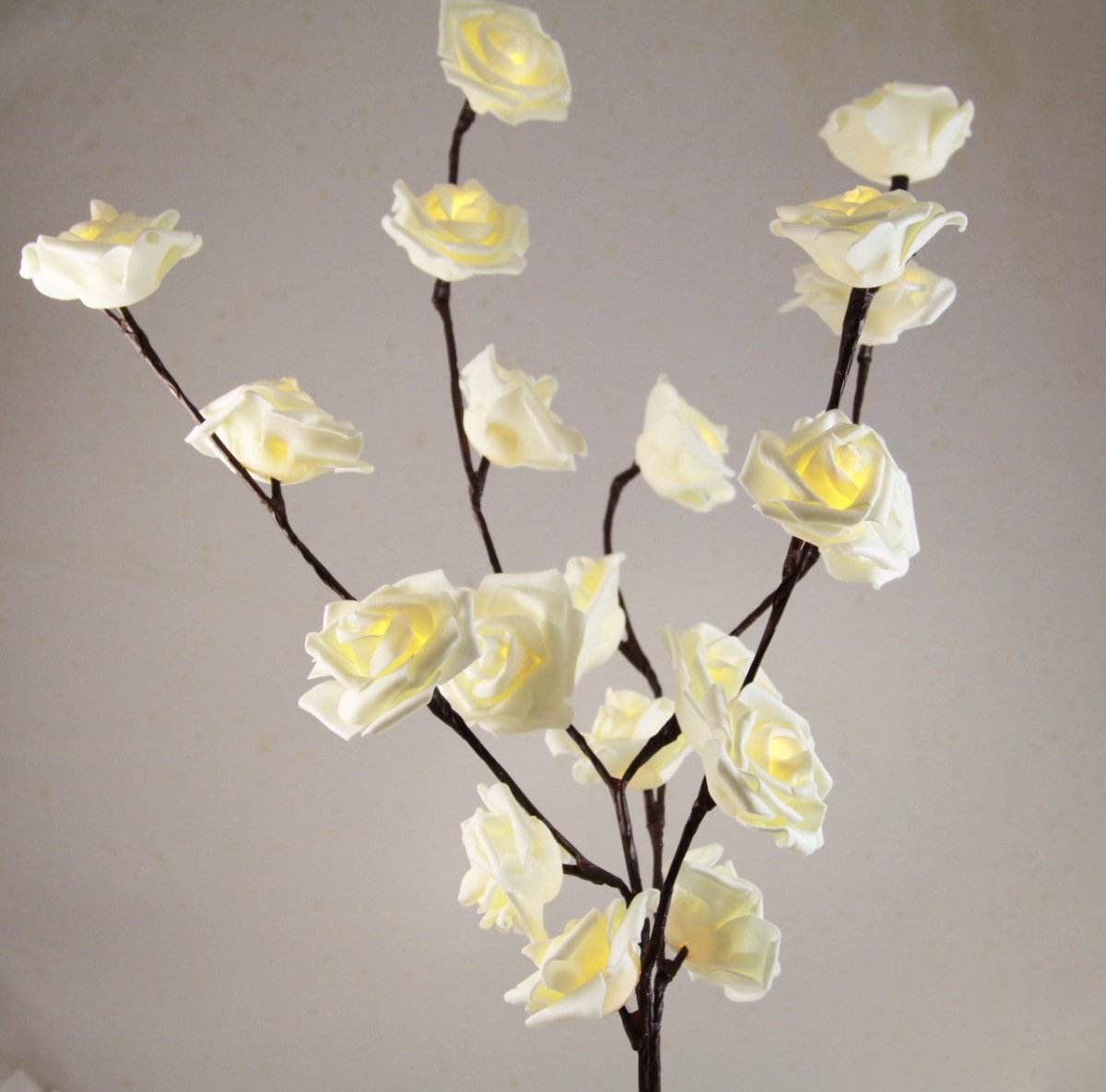 1 Set of 50cm H 20 LED White Rose Tree Branch Stem Fairy Light Wedding ...
