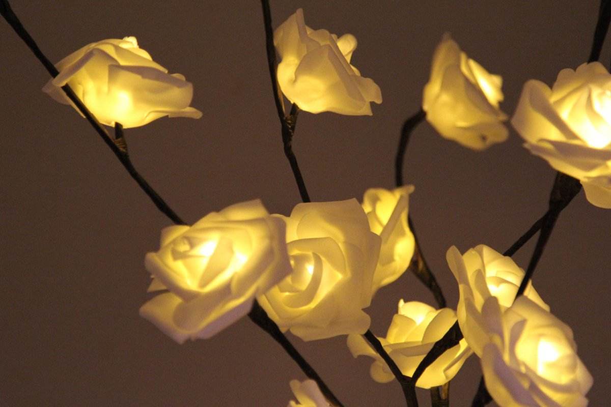 1 Set of 50cm H 20 LED White Rose Tree Branch Stem Fairy Light Wedding ...