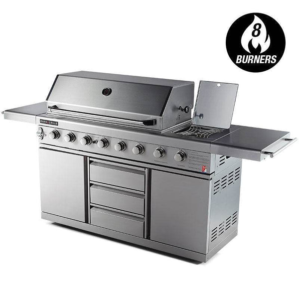 EuroGrille 8 Burner Outdoor BBQ Grill Barbeque Gas Stainless Steel ...