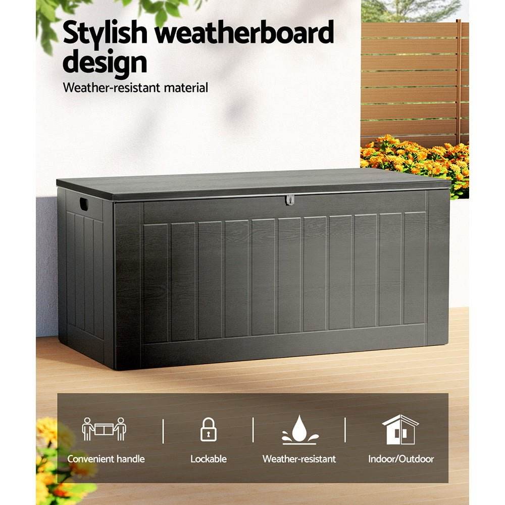 Gardeon Outdoor Storage Box 830L Container Lockable Garden Bench Tool ...