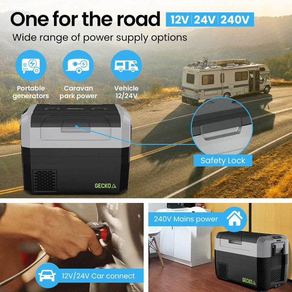 Gecko 55L Portable Fridge Freezer 12V/24V/240V - Outdoorium