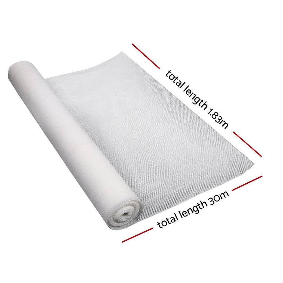 Instahut 50% Shade Cloth 1.83x30m Shadecloth Wide Heavy Duty White ...