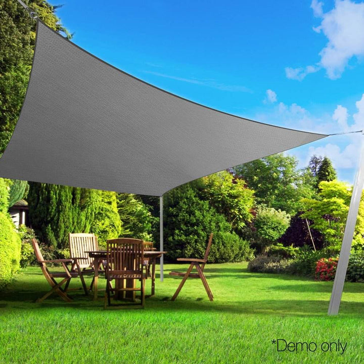 Instahut Shade Sail 3x5m Rectangle 280GSM 98% Grey Shade Cloth - Outdoorium