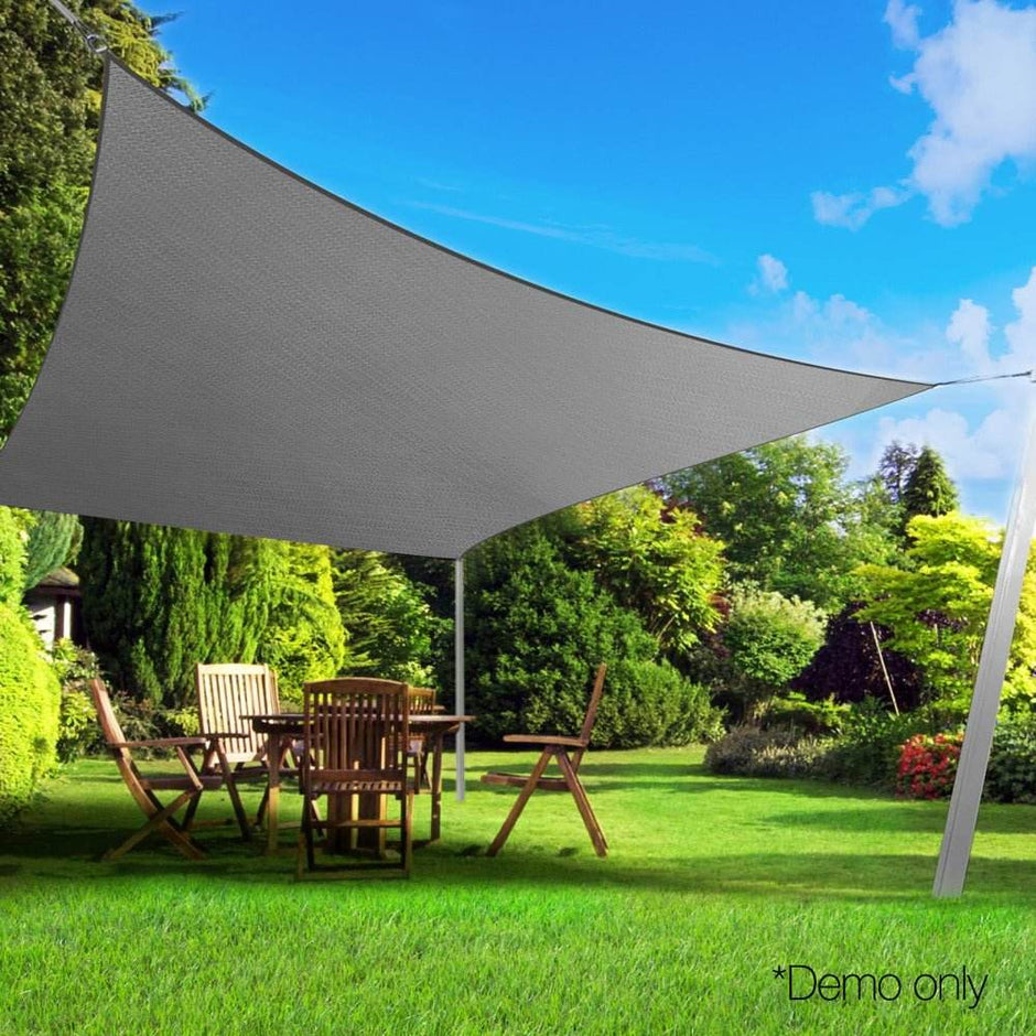Instahut Shade Sail 3x5m Rectangle 280GSM 98% Grey Shade Cloth - Outdoorium