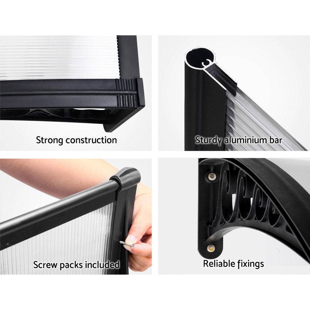 Instahut Window Door Awning Door Canopy 1mx2.4m DIY Patio Outdoor ...