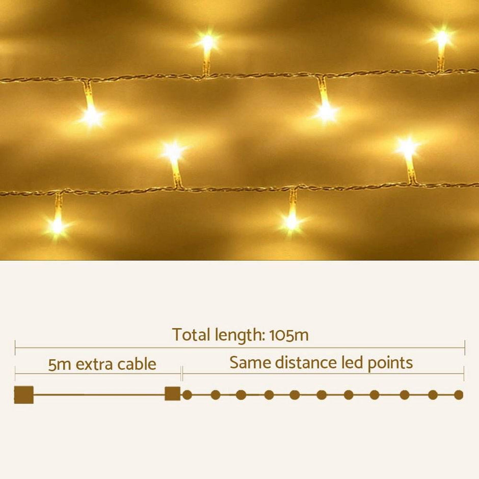 100M Christmas Lights String Fairy Light 500 LED Warm White Jingle ...