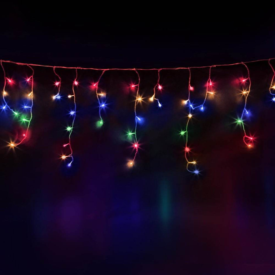 12.5M Christmas Lights Solar Icicle String Light Multi Colour Jingle ...