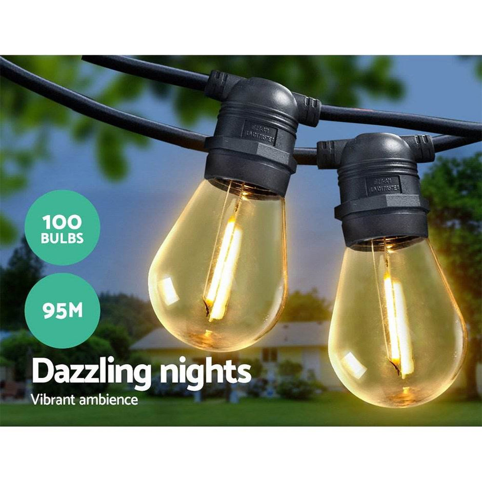 95m LED Festoon String Lights Outdoor - Outdoorium