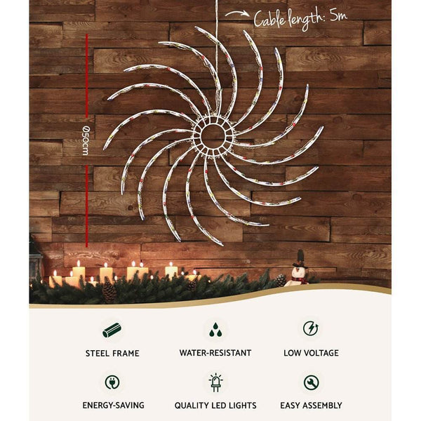 Jingle Jollys Christmas Lights 50cm Spin 128 LED Decorations - Outdoorium