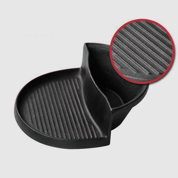 SOGA 2 in 1 Cast Iron Ribbed Fry Pan Skillet Griddle BBQ and Steamboat ...